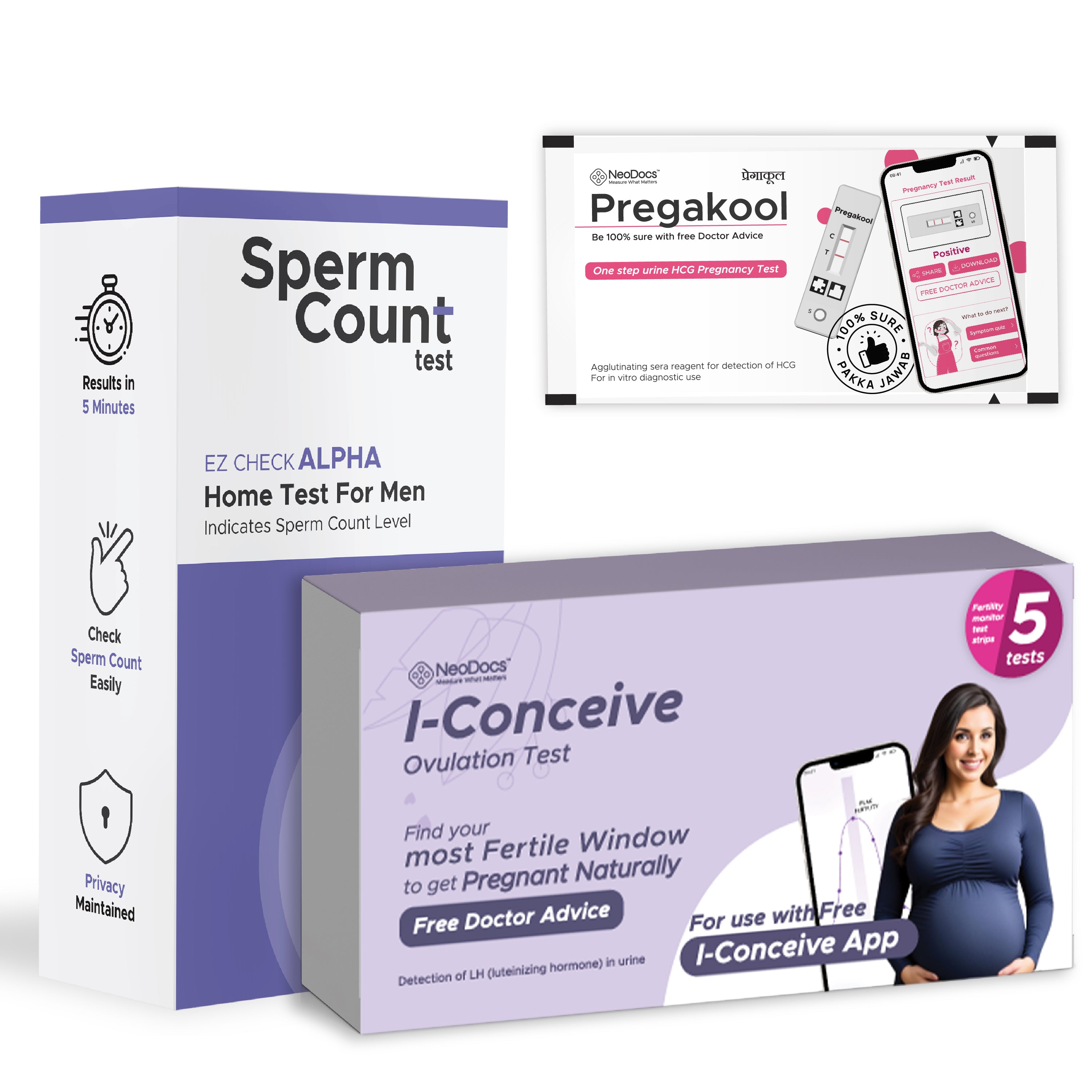 Neodocs Sperm Count test kit + Ovulation test kit Combo